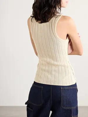 Acne Studios Ribbed Distressed Organic Cotton-blend Tank - Neutrals