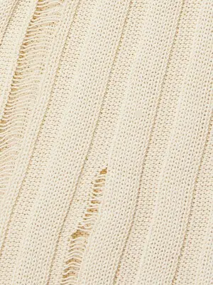 Acne Studios Ribbed Distressed Organic Cotton-blend Tank - Neutrals