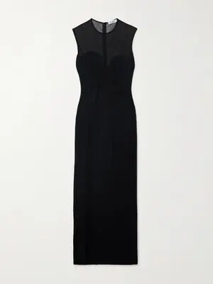 Alaïa Silk-trimmed Stretch-knit Maxi Dress