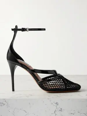 Alaïa Patent-leather And Fishnet Pumps - Black