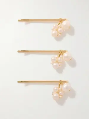 Completedworks Set Of Three Gold-plated Pearl Hair Clips - Neutrals