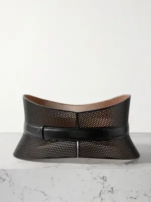Alaïa Neo Bustier Laser-cut Leather Belt - Black