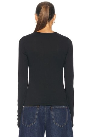 Eterne Fitted Crewneck Long Sleeve Top - Black