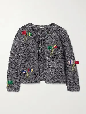 BODE Promenade Crocheted Satin Cardigan