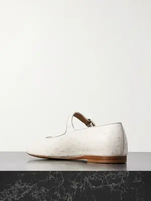 Le Monde Beryl Ostrich-effect Leather Mary Jane Ballet Flats - Neutrals