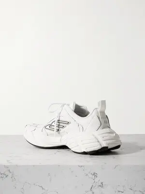 Balenciaga Monday Paneled Leather Lace-up Sneakers - White