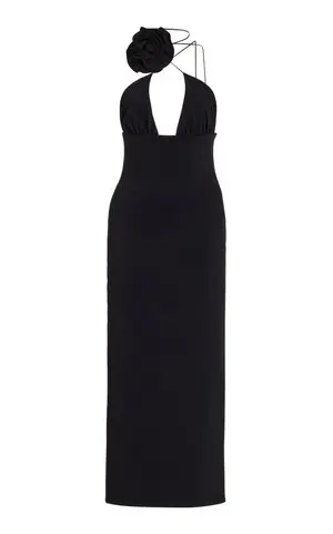 Magda Butrym Floral Appliqué Midi Dress - Black