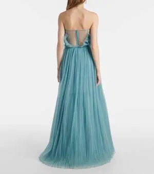 Costarellos Marinel Plissé Tulle Gown