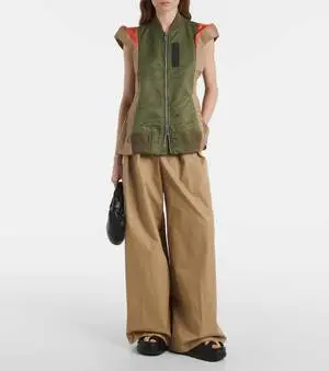 Sacai Paneled Twill And Gabardine Vest