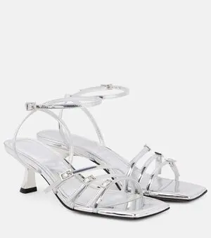 SOULIERS MARTINEZ Teresa 60 Metallic Leather Sandals - Silver
