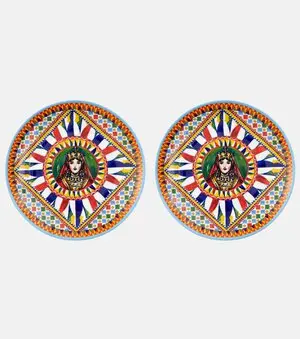 Dolce & Gabbana Carretto Siciliano Set Of 2 Dinner Plates - Multicoloured