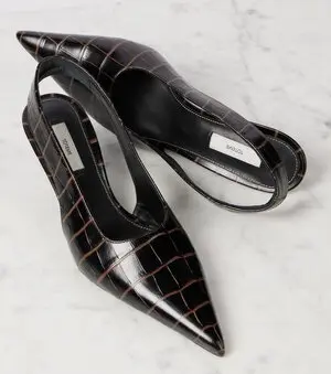 TOTEME Croc-effect Leather Slingback Pumps - Brown