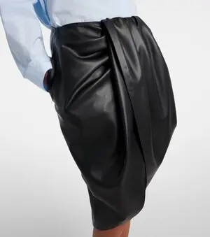 Stella McCartney Draped Faux Leather Midi Skirt