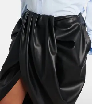 Stella McCartney Draped Faux Leather Midi Skirt