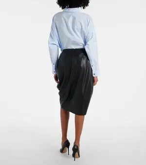 Stella McCartney Draped Faux Leather Midi Skirt