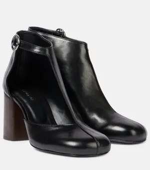 LEMAIRE Cutout Leather Ankle Boots With Buckle Fastening - Black