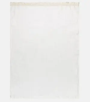 ONCE MILANO Fringed Linen Bath Sheet - White