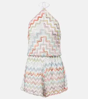 Missoni Zigzag Crochet Halterneck Romper - Multicoloured