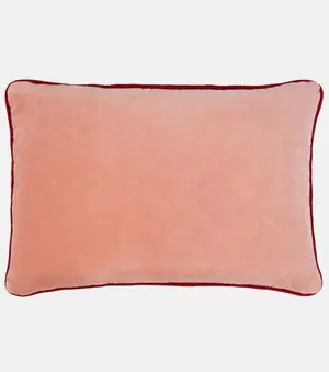 LES-OTTOMANS Crab Embroidered Velvet Cushion - Pink