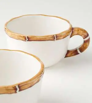 LES-OTTOMANS Bamboo Set Of 2 Cappuccino Cups