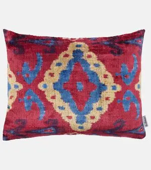 LES-OTTOMANS Patterned Velvet Cushion - Multicoloured