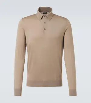 Zegna Cashmere And Silk Polo Sweater - Beige