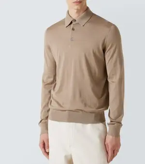 Zegna Cashmere And Silk Polo Sweater - Beige
