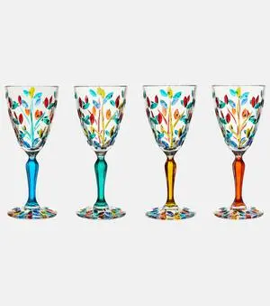 LES-OTTOMANS Set Of 4 Crystal Wine Glasses - Multicoloured