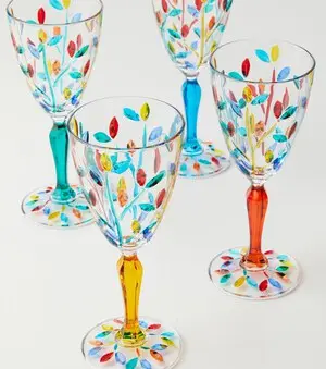 LES-OTTOMANS Set Of 4 Crystal Wine Glasses - Multicoloured