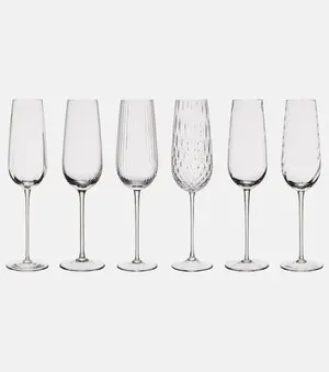 NASONMORETTI Tolomeo Set Of 6 Champagne Flute Glasses - Transparent