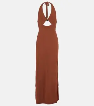 Max Mara Ghiotto Halterneck Maxi Dress - Brown