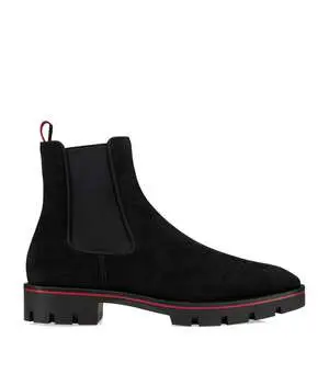 CHRISTIAN LOUBOUTIN Alpinosol Suede Chelsea Boots - Red