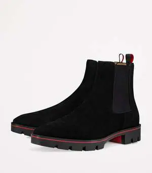 CHRISTIAN LOUBOUTIN Alpinosol Suede Chelsea Boots - Red