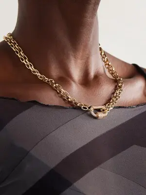 MARLA AARON Biker Chain 14 And 18-karat Gold Diamond Necklace