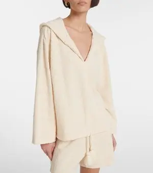 Tory Burch Jacquard Cotton-blend Terry Hooded Pullover