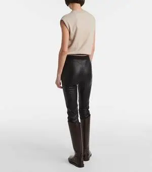 Brunello Cucinelli Leather Slim Pants
