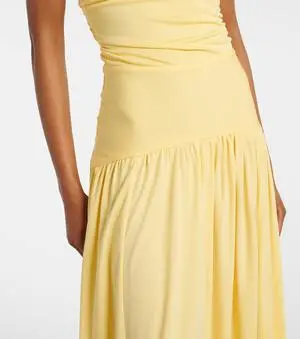 Staud Mariana Ruched Jersey Maxi Dress - Yellow