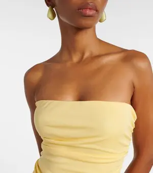 Staud Mariana Ruched Jersey Maxi Dress - Yellow