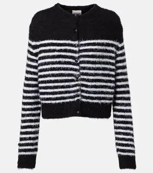 Khaite Jules Striped Silk And Cashmere Cardigan