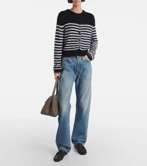 Khaite Jules Striped Silk And Cashmere Cardigan