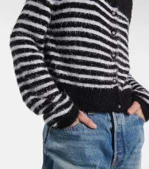 Khaite Jules Striped Silk And Cashmere Cardigan