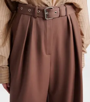 Dries Van Noten Belted Wide-leg Wool Gabardine Trousers