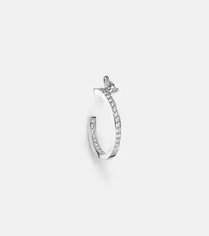 REPOSSI Serti Sur Vide 18kt White Gold Single Hoop Earring With Diamonds - Silver