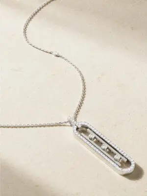 Messika Move 10th 18 Karat White Gold Diamond Necklace - Silver