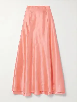 Staud Vincenzo Silk-dupioni Maxi Skirt - Pink