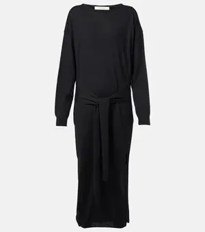 LEMAIRE Belted Wool Blend Sweater Dress - Black