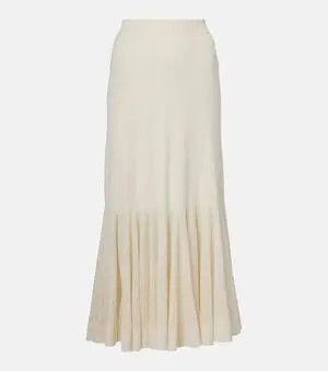 Zimmermann Illuminate Pleated Midi Skirt In Ivory - White