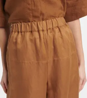 Max Mara Onore Linen And Silk Twill Wide-leg Pants