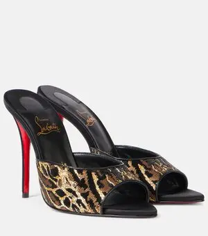 CHRISTIAN LOUBOUTIN Miss Z 100 Sequined Mules - Multicoloured