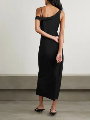 ST. AGNI Draped Silk Midi Dress